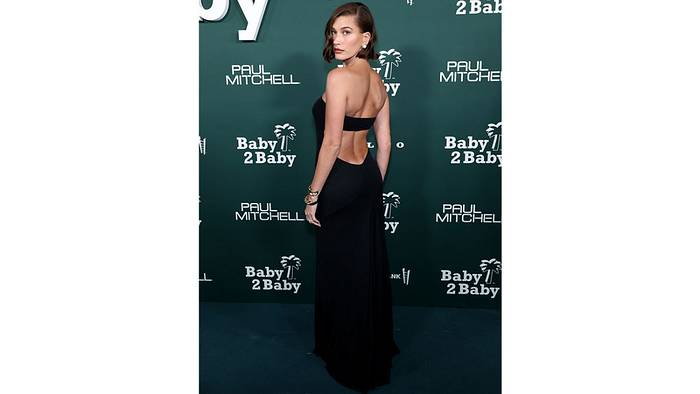 Hailey Bieber Serves Fierce Elegance in Black Ball Gown With Ultra-Low ...